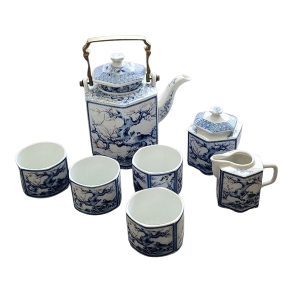 Dolphin China | Dining | Dolphin China Dynasty Blue Cherry Tree Tea Set ...